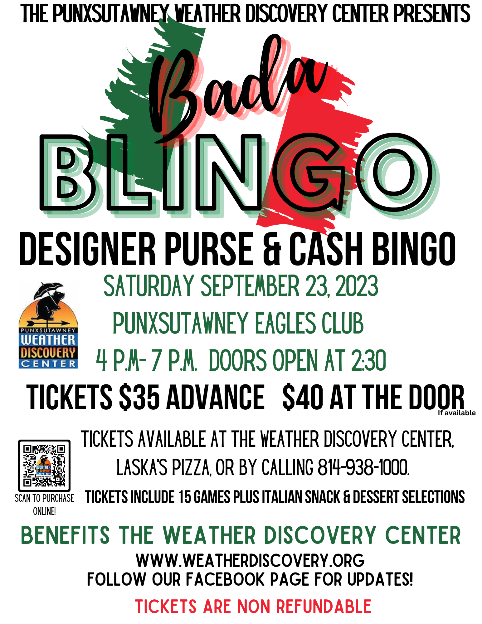 Bada Blingo Tickets on Sale Now! - Punxsutawney Weather Discovery Center