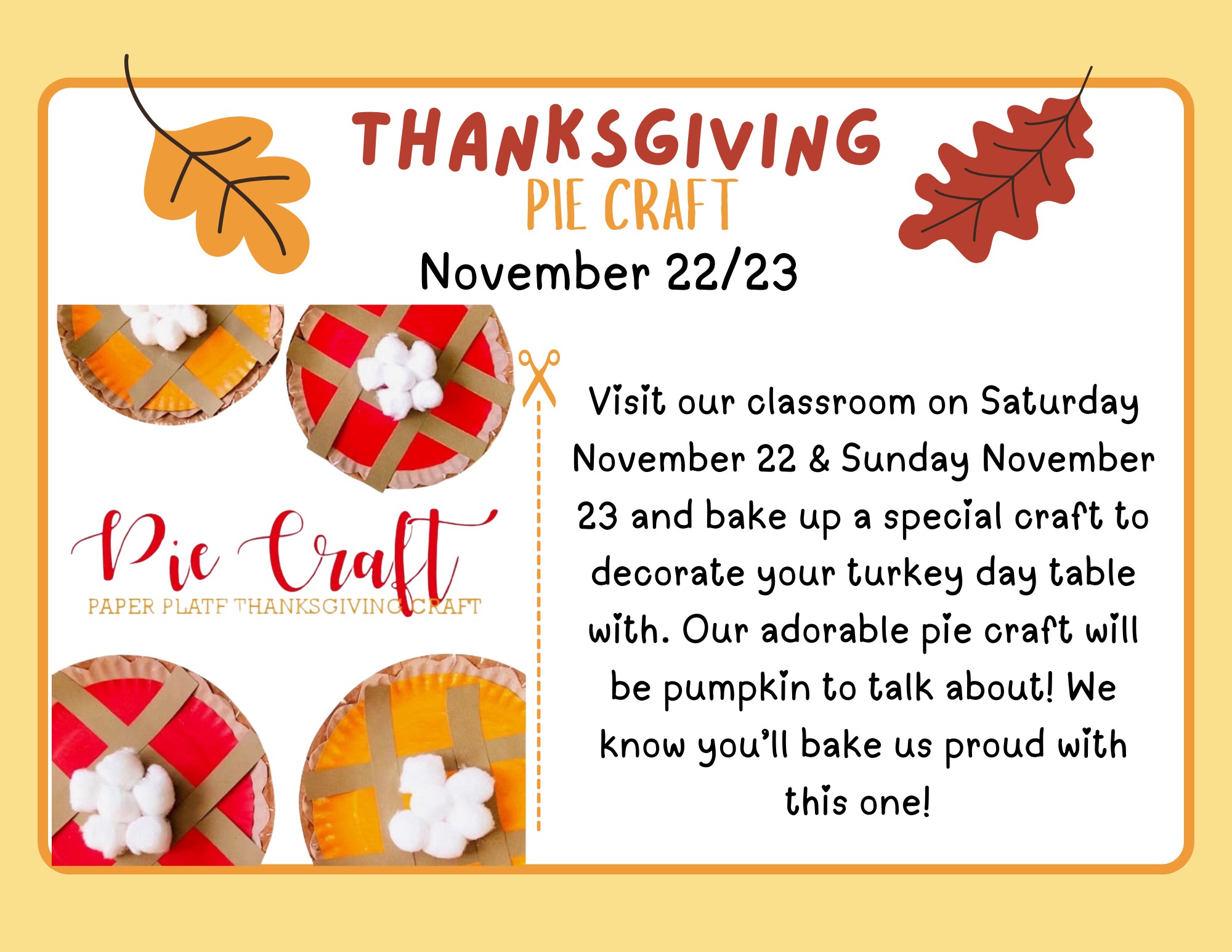 Thanksgiving Pie Craft - Punxsutawney Weather Discovery Center
